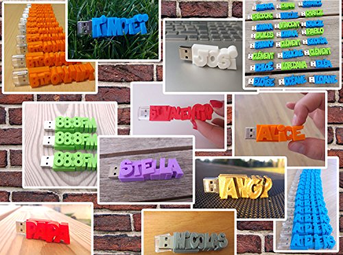 Customized USB Stick with Personalized Name, Date or Message in Your Choice of 15 Vibrant Colors. Choose 8, 16, 32GB Thumb Drive. Fun Gift for Birthday, Wedding, Business
