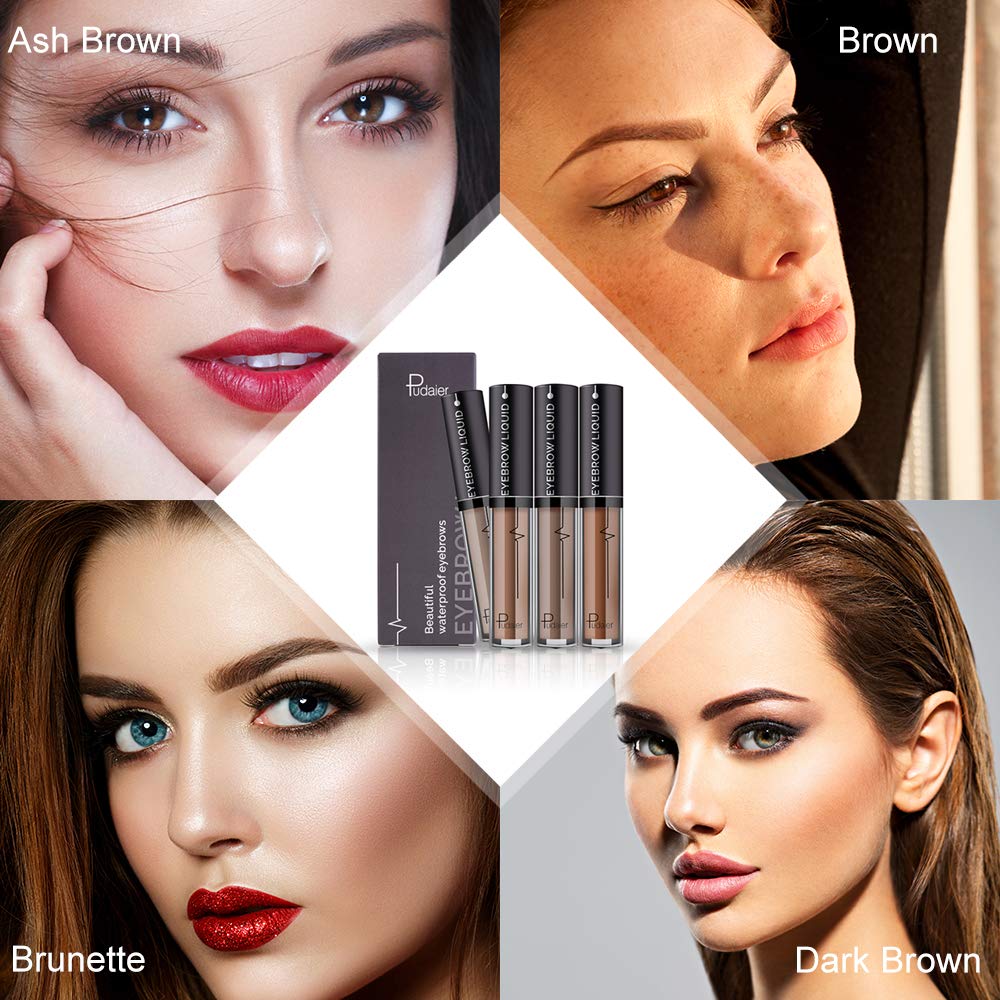 YOLETO Waterproof Eyebrow Gel - Dark Brown Tinted Mascara Makeup for Natural-Looking Brows, Long-Lasting Smudge-Proof Formula with Brow Shaper and Mascara Primer Brush Wand Kit