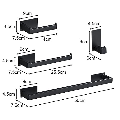 Bathroom Hardware Set Accessories Gold Towel Bar Rack Black Towel Rail Toilet Paper Holder Wall-Mounted Robe Hook,Black Towel Rail
