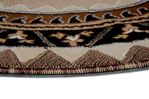 South West Native American Area Rug Design #C650 Berber (7 Feet X 7 Feet Round)