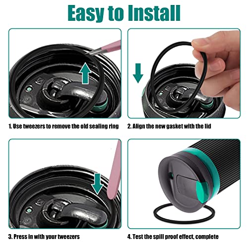 6pcs Replacement Rubber Lid Seals Compatible with 16 & 20 oz Contigo Snapseal Byron Travel Mug Ring, Leak-Proof Rubber Seals Lid Gaskets Replacement for Contigo Mugs (Black)