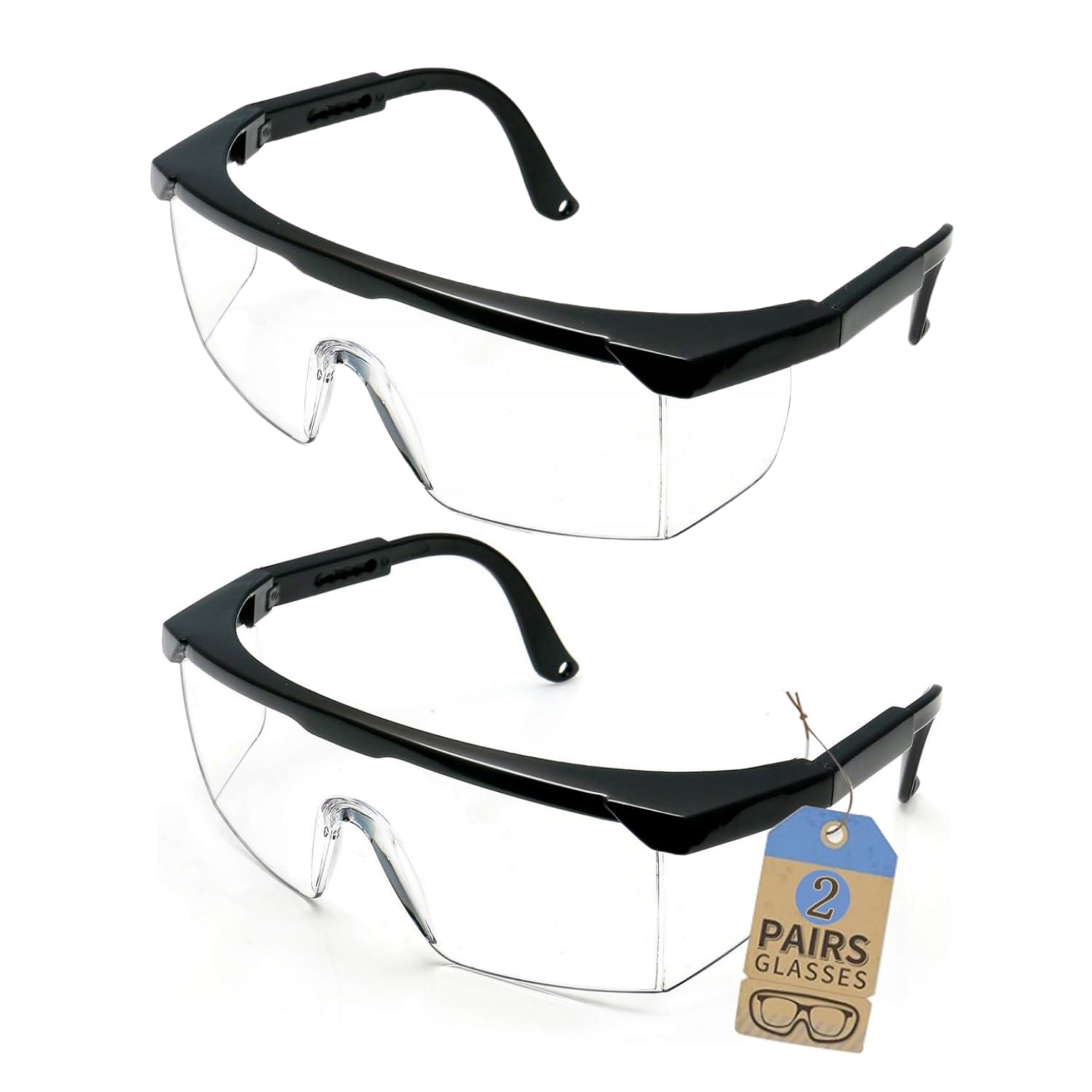 WOOLIKE 2-Pack Safety Glasses with Anti-fog lens Protective Eyewear Adjustable Frame Safety Glasses