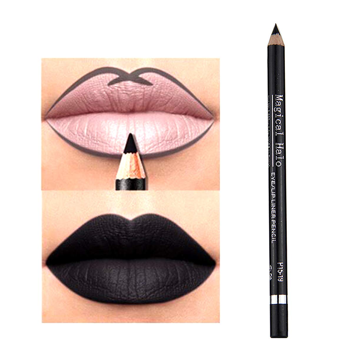 Coosa Professional Makeup Matte Liquid Lipgloss & Lip Liner Set Long Lasting Waterproof Liquid Lipstick Set, Black (2 PCS)