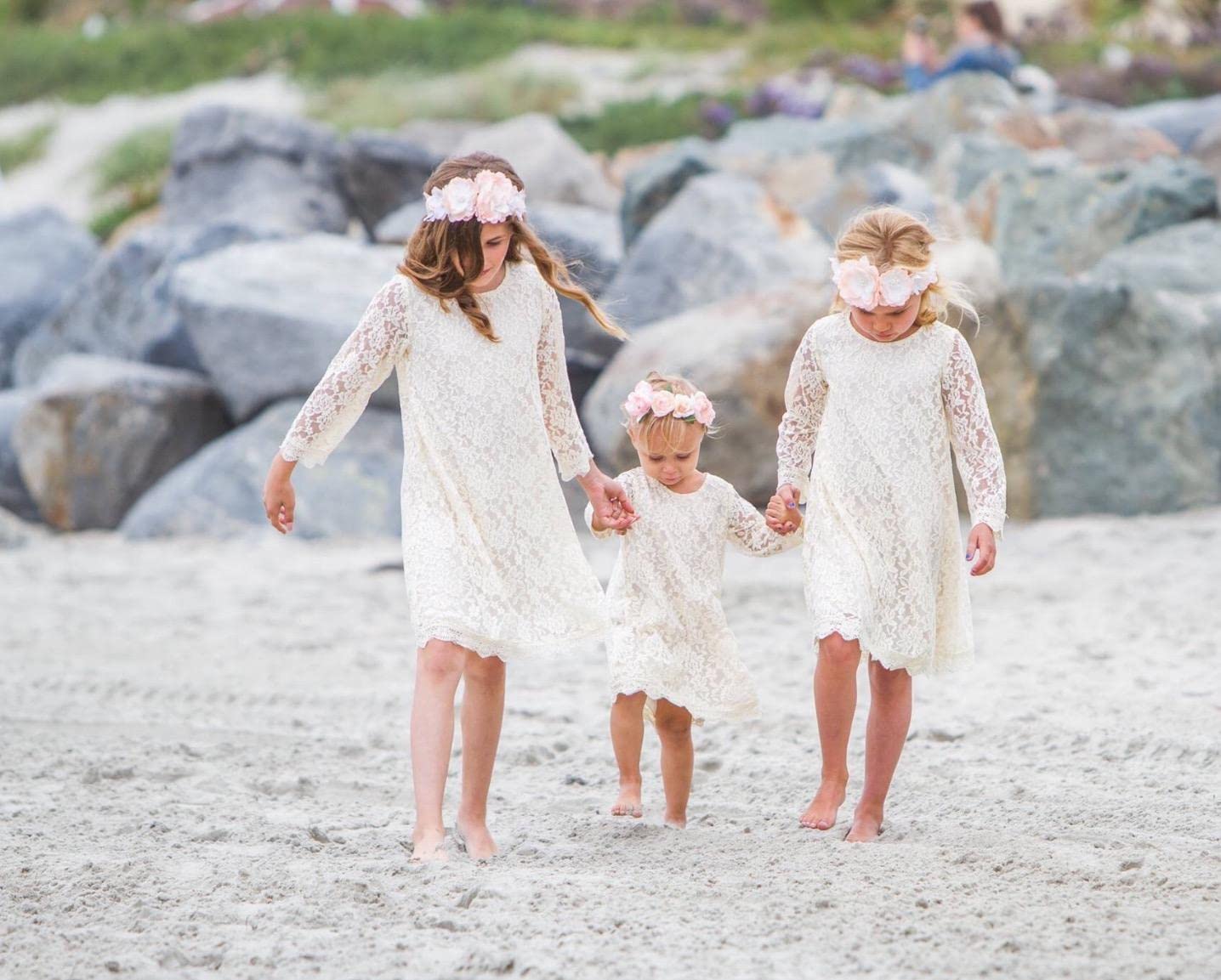 Cutiego Rustic Flower Girl Dress (2T, White)