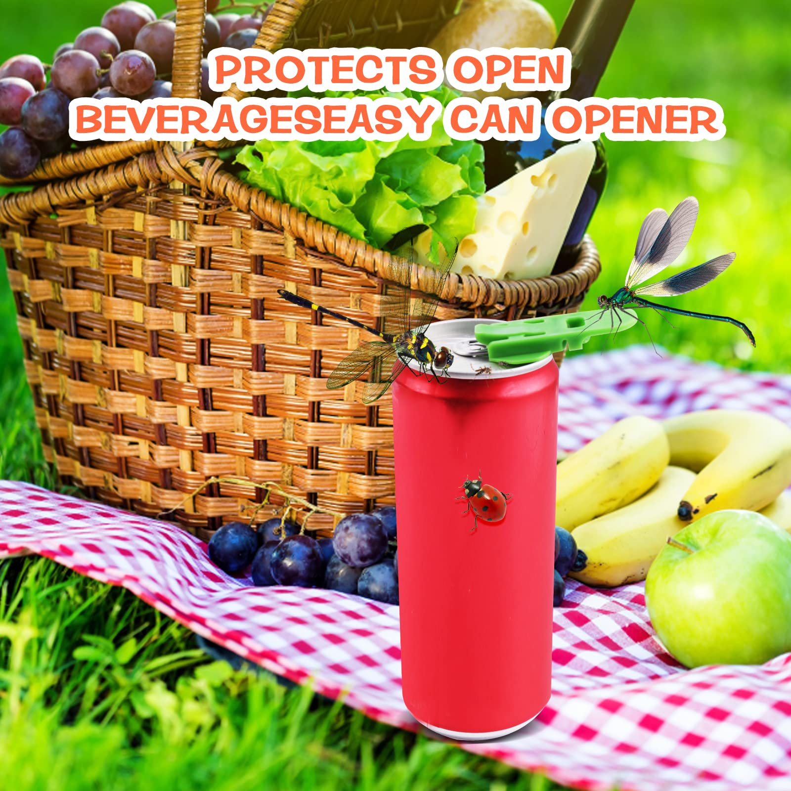 Abeillo 6 Pieces Manual Easy Can Opener, Soda Beer Can Opener Beverage Can Top Ring Opener Tool, Leakproof Soda Can Cover Can Openers for Pop, Coke, Beer, Soda, Aluminum Beverage