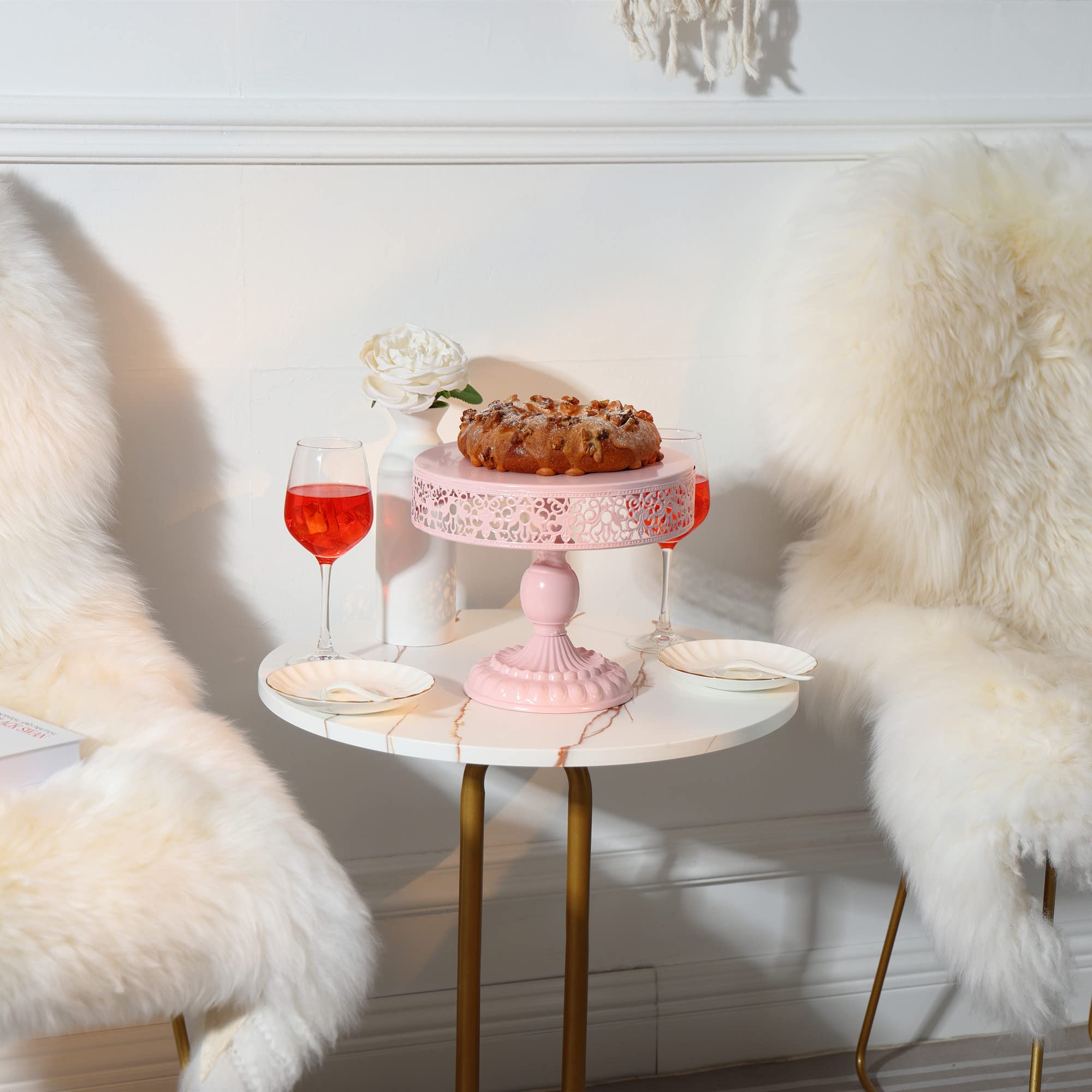 6 Pcs Pink Cake Stands Set, Cake Pedestal Stand Display Table Tiered Cupcake Holder Candy Fruite Dessert Plate Decorating for Wedding Birthday Party Baby Shower Celebration