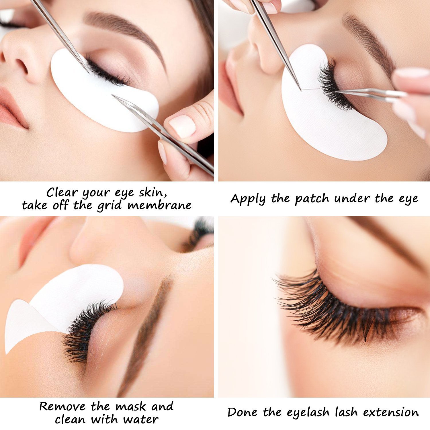 COOSKIN 100 Pairs Eye Gel Patches, Lint Free Eye Gel pads for Eyelash Extension Pads,Eye Mask Beauty Tool (Girl)