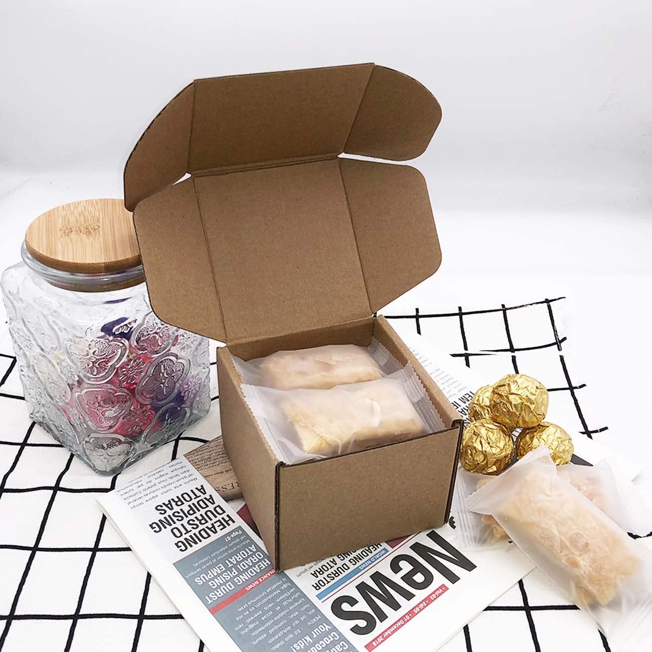 4x4x3 inch Shipping Boxes Pack of 25,Livejun Brown Corrugated Cardboard Box Mailer Boxes for Packaging Small Business Shipping,Boxes for Birthday Wedding Party Gift Giving (4 x 4 x 3)