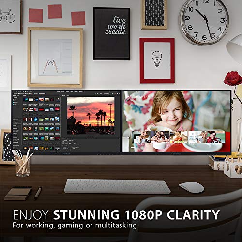 ViewSonic VA2256-MHD_H2 Frameless Dual Pack Head-Only 1080p IPS Monitors with HDMI DisplayPort and VGA for Home and Office Black (Renewed)