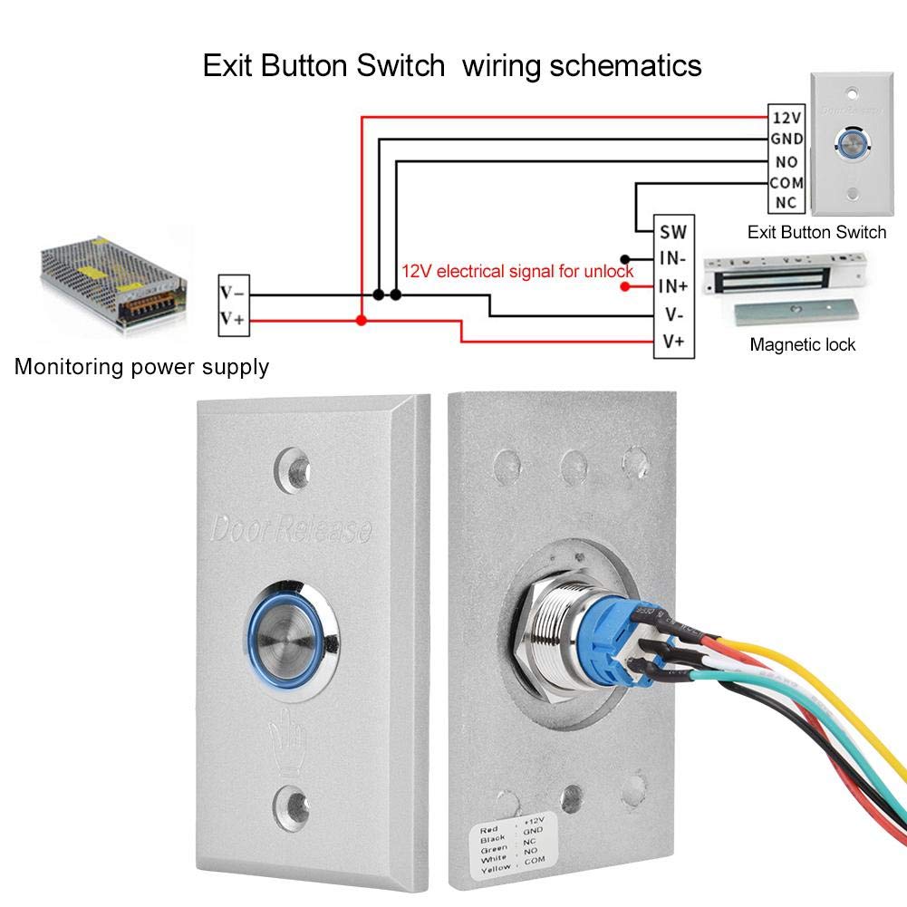 Door Access Control System Stainless Electric Steel Door Exit Button Door Push Release Button Push Button Switch with Indicator Light