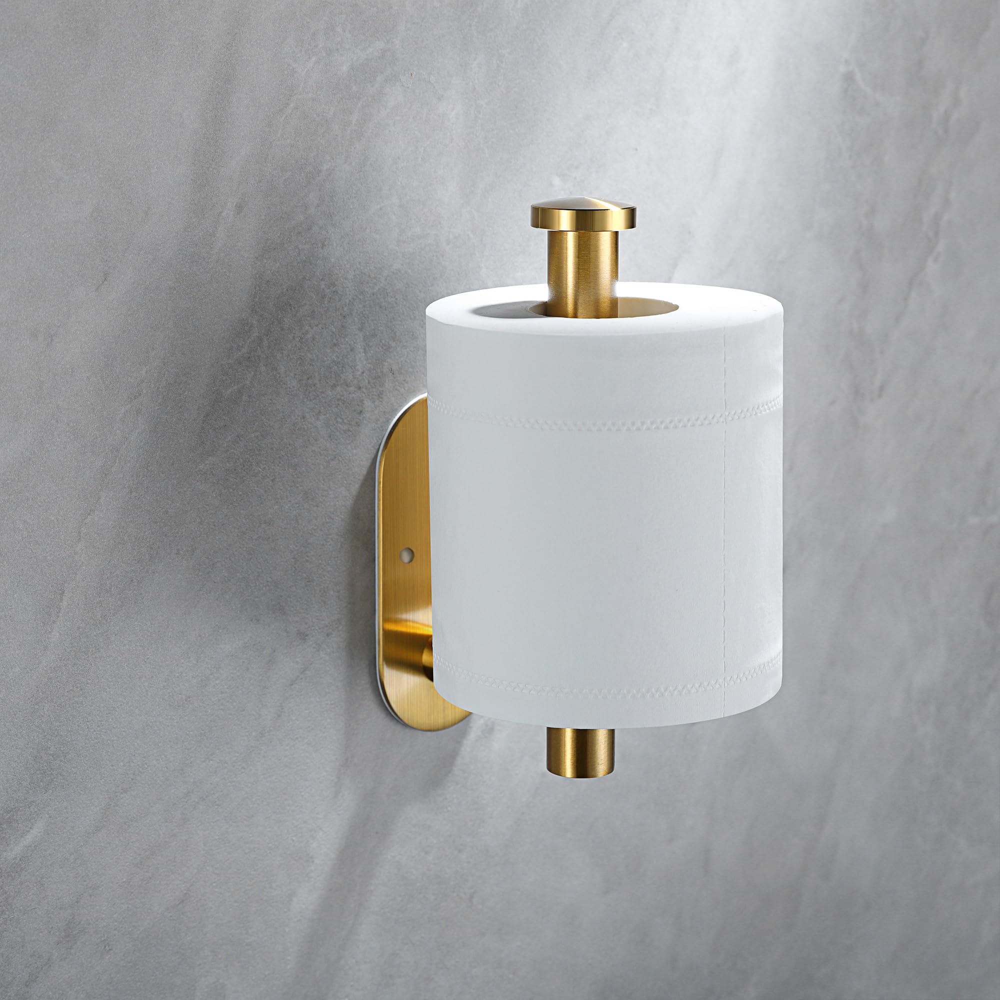 YIGII Adhesive Toilet Paper Holder - Brushed Brass Toilet Roll Holder Stick on Wall for Bathroom, SUS 304 Stainless Steel