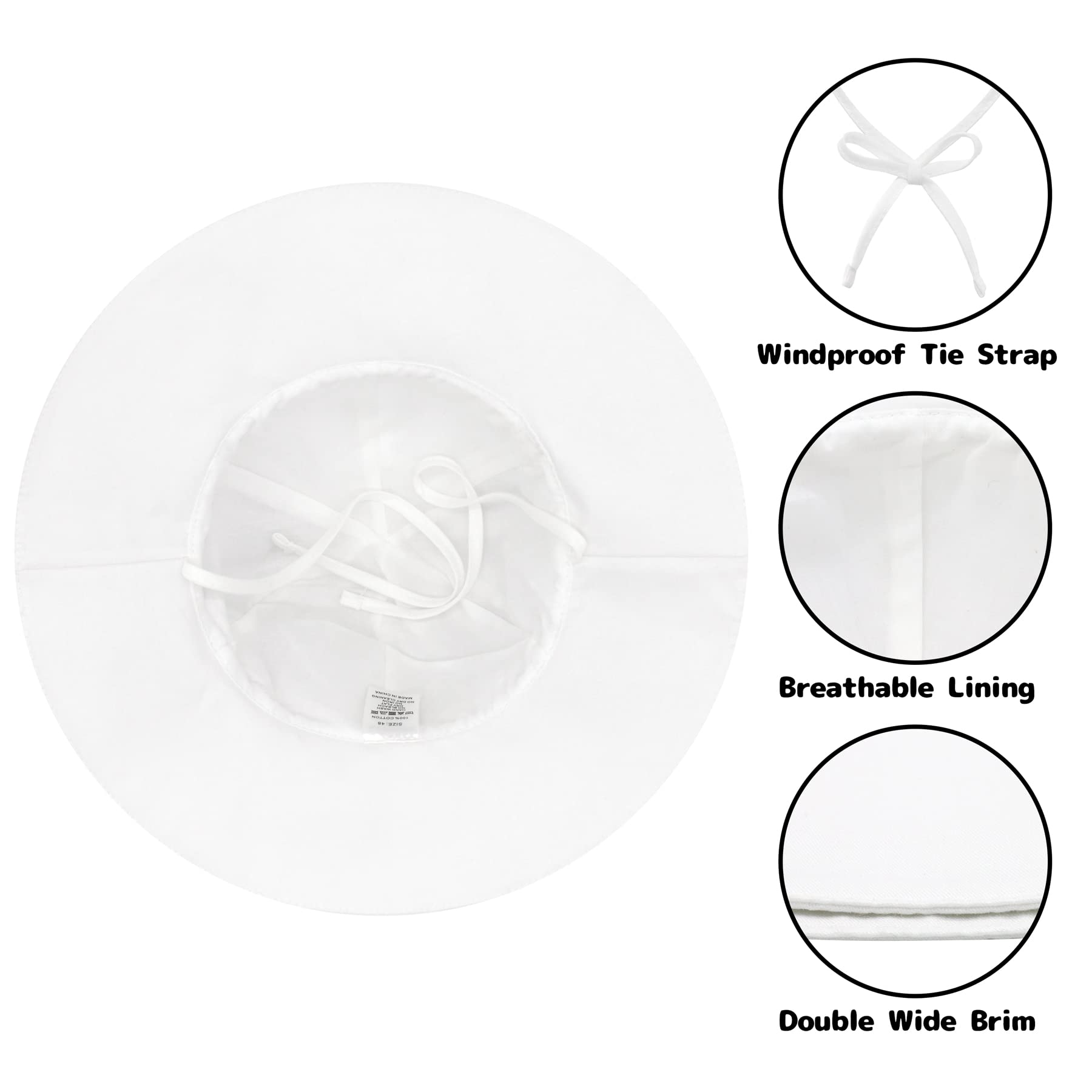 Infant Sun Hat Baby Girl Hats with Bows UPF 50+ Baby Hat Bucket Hat Summer Baby Beach Hat with Wide Brim White 3-6 Months