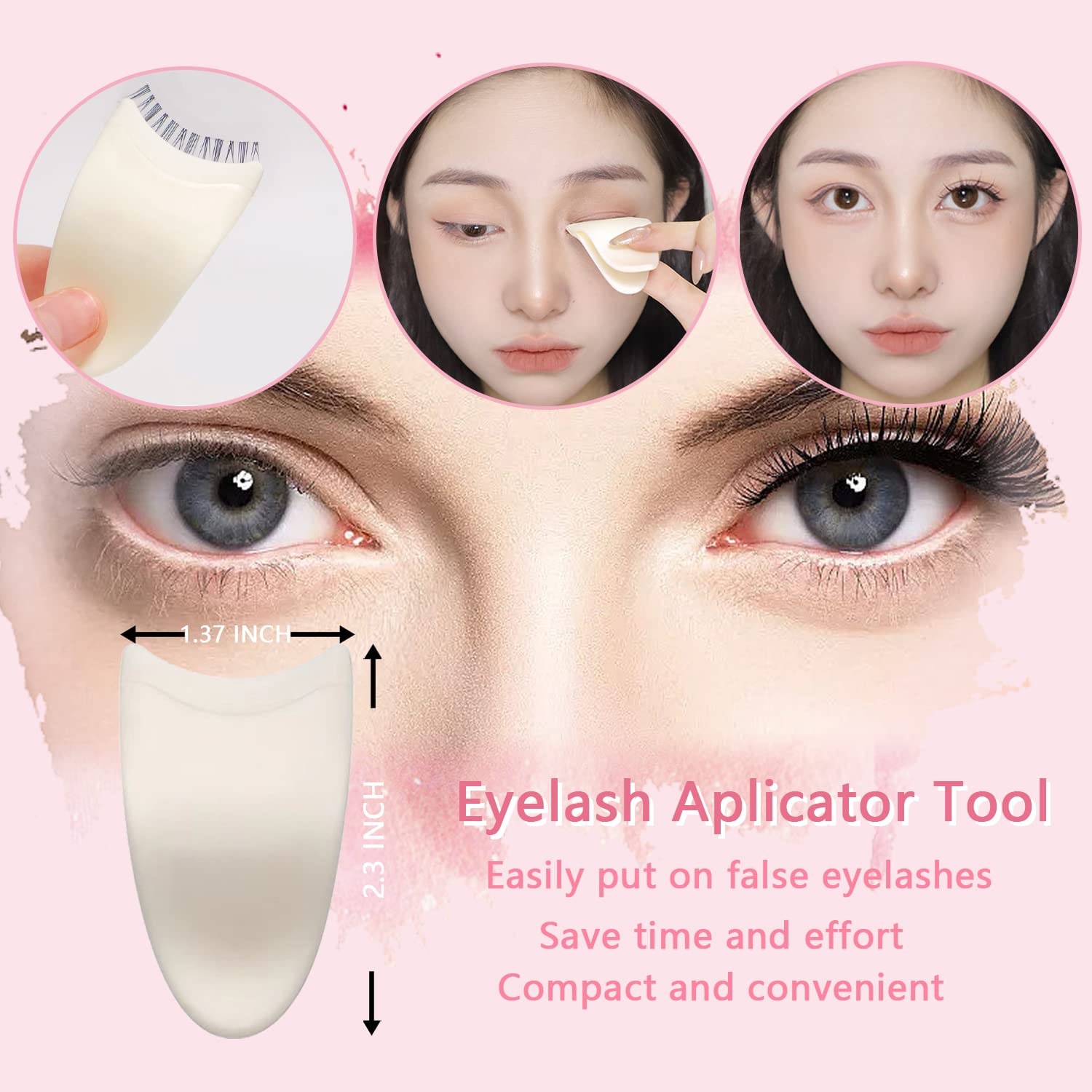 3 in 1 Eyelash Application Tool Kit,Eyelash Comb Eyelashes Separator Curler Portable Curler and False Eyelash Applicator Tool Tweezers Eyelashes Buddy Kit (3 Pcs, Pink)