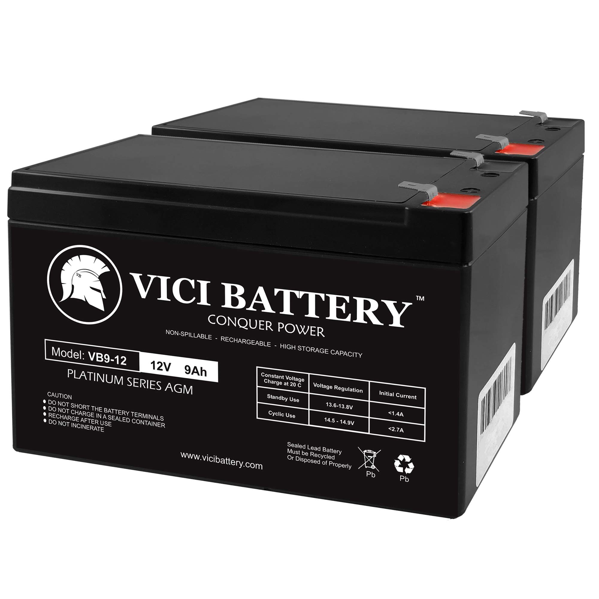 VICI Battery 12V 9Ah SLA Battery Replacement for Razor Dirt Quad Mini-ATV - 2 Pack Brand Product