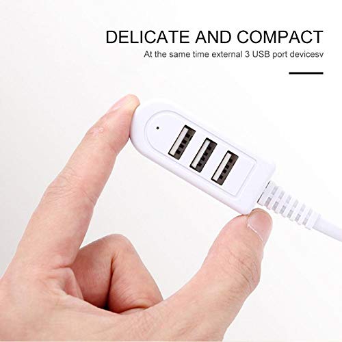 Lysee Data Cables - 3usb Multi-Function 3A Charger Converter spliltter Extension line Expansion Multi-Port HUB hub for Laptop - (Color: White, Cable Length: 120CM)