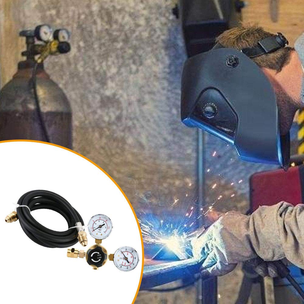 4YANG Argon CO2 Regulators Gauges Gas Welding Regulator CGA580 compatible with Miller Lincoln Mig Tig Weld (With Hose)