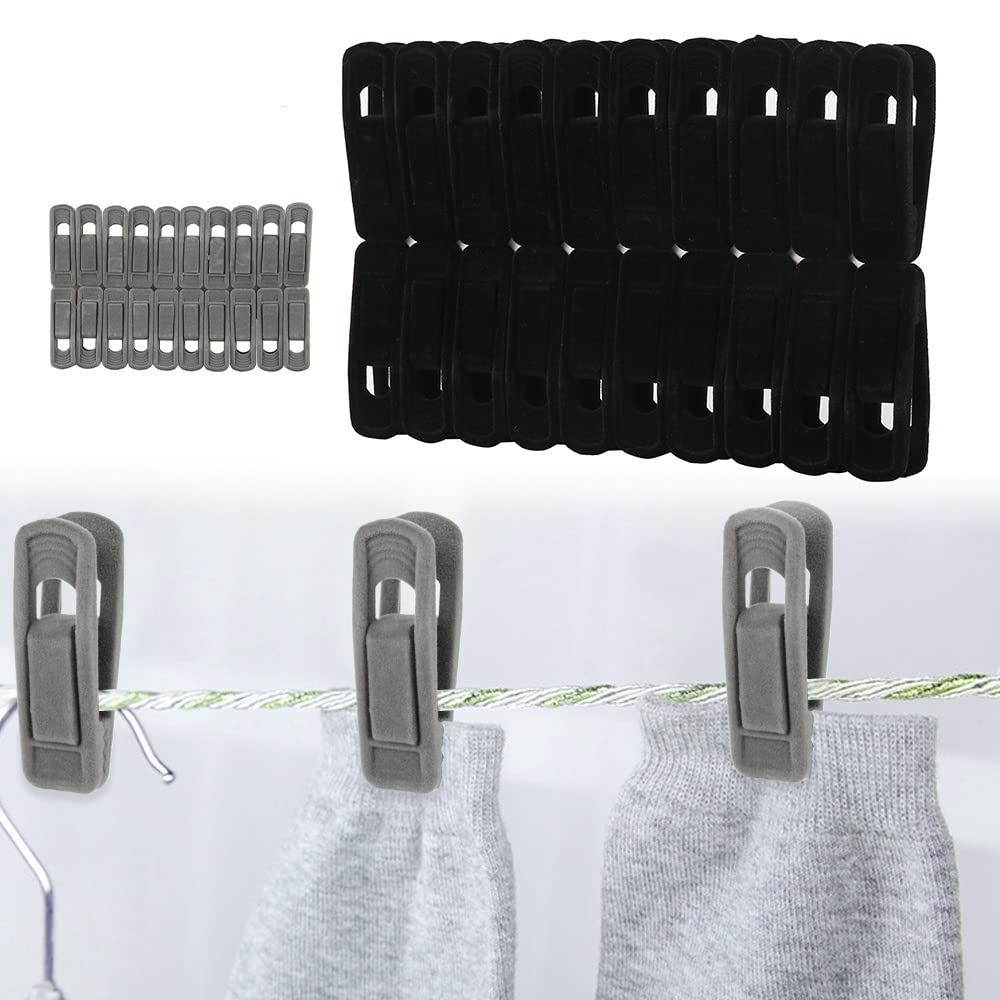 Mateda Velvet Hangers Clips Strong Finger Clips Perfect for Thin Velvet Hangers (Beige, 20)