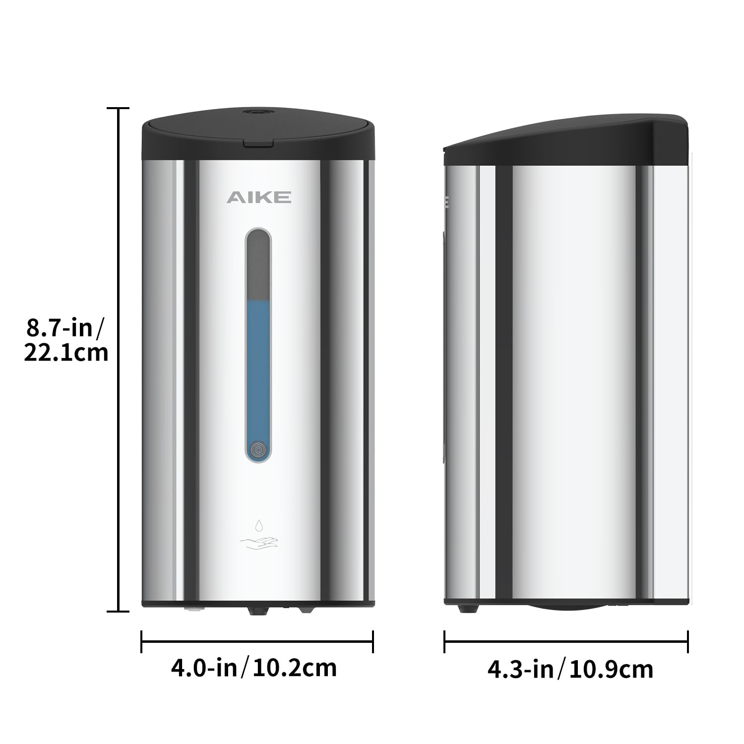 AIKE Wall-Mount Automatic Liquid Soap Dispenser 27oz Large Capacity Polished Stainless Steel Finish Model AK1205