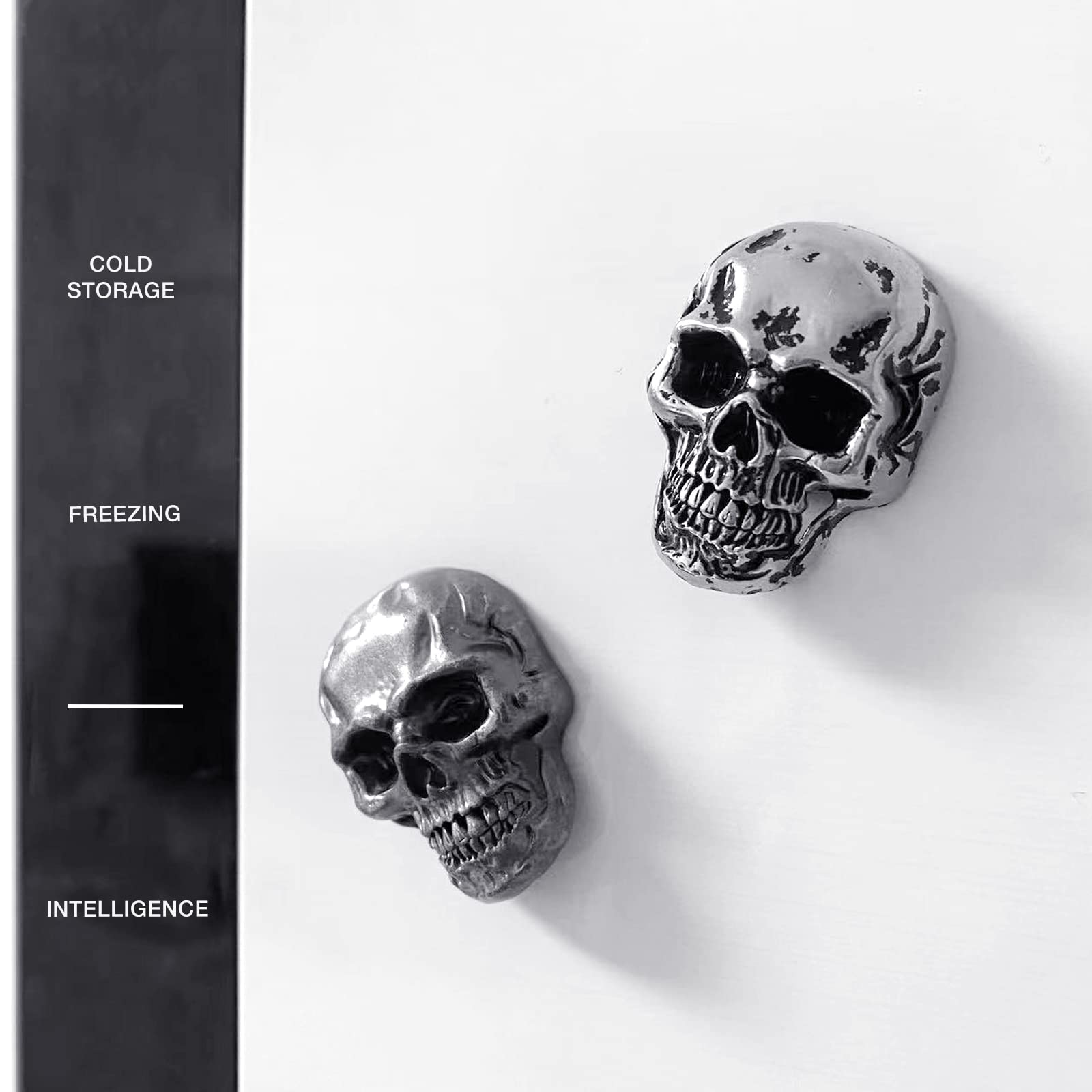 6 Pcs Skull Refrigerator Magnets,Cool,Strong,Cute,Funny Goth Fridge Magnets for Adults, for Kitchen Decor,Office Whiteboards, and Lockers, Pins for Maps, Calendars, Files, Notes, and Photos (Black)