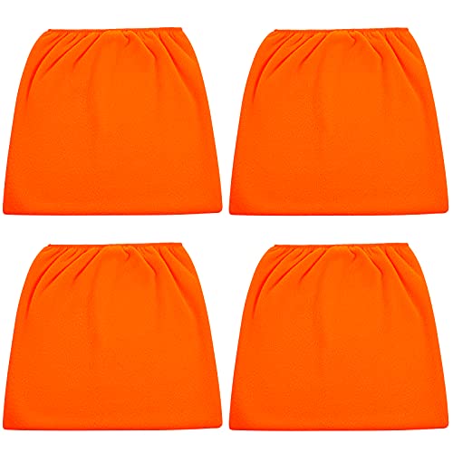 4 Packs Vac Filter Cover, Reusable Pre Filter Bag for Shop Vac VF4000, VF5000, DXVC6912, 9-17816 Filters, Wet Dry Vac Filter Cover with Elastic, Fit Filter 8-9" Tall, 6-8" Diameter - Orange