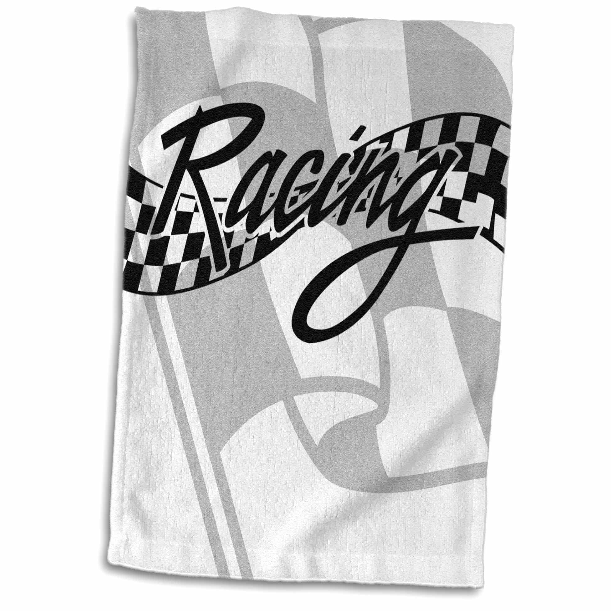 3D Rose Racing Black and White Checkered Flag Hand/Sports Towel, 15 x 22