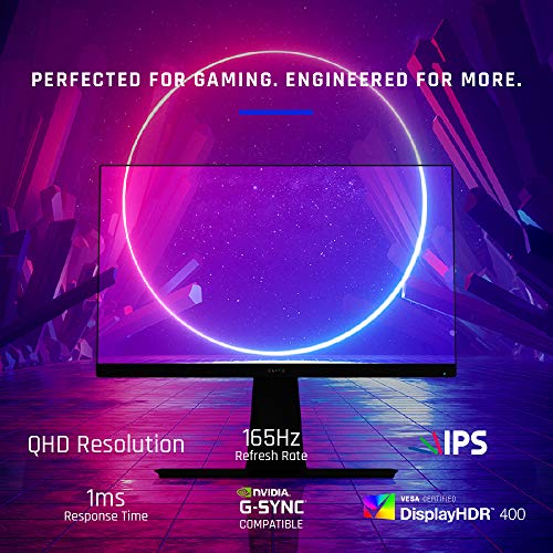 ViewSonic Elite XG270Q 27” 1ms 1440p 165Hz G-SYNC Compatible Gaming Monitor with VESA DisplayHDR 400 and Advanced Ergonomics for Esports (Renewed)