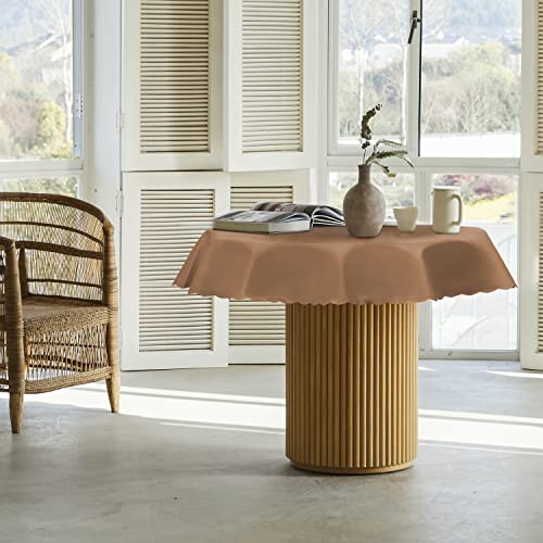 Brite Tools Premium Leather Splat Mat Under High Chair 52β Anti-Slip Bonded Suede Backing Wipeable Waterproof Stain Spill Resistant Floor Cover Portable Baby Drop Table Cloth Blanket (Brown (Round))