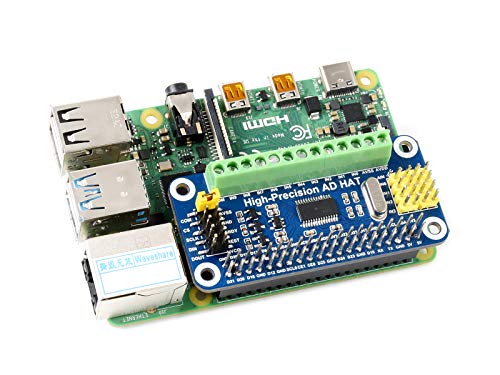 Waveshare High-Precision AD HAT, Compatible with Raspberry Pi 5/4B/3B/Zero/Zero W/Zero 2W/Pico/Pico W/Pico WH and Jetson Nano, ADS1263 10-ch 32-bit ADC