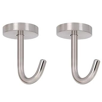 WELWIK 2PCS Coat Towel Robe Hook Hat Wall Mounted Stainless Steel Heavy Duty Garage Hook Suitable for Bathroom Living Room Kitchen Ceiling Hooks (2 Inch Brushed Nickel)