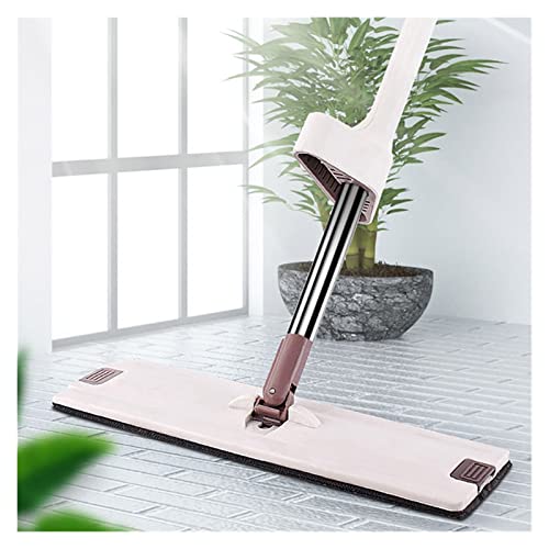 BinOxy Mop/Flat Floor Mop Hand-Washing Squeeze Mop Automatic Leveling Mop Automatic Rotation Floor Cleaner with Microfiber Pad Cleaning Tool Floor Cleaning System (Color : White Within 4 Pads)