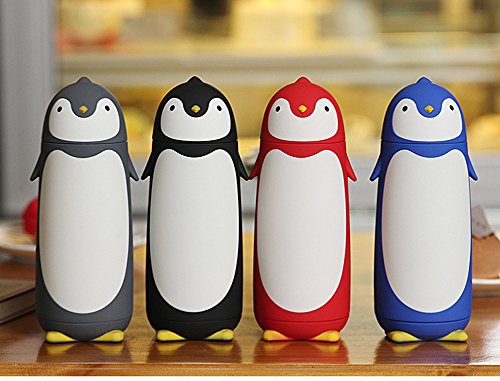 ChezMax Penguin Cartoon Water Bottle for Kids Water Glass 10.0oz Blue
