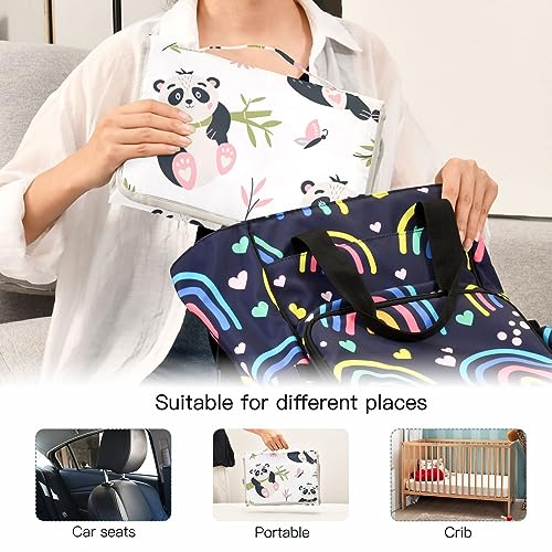 Bulletgxll Cute Panda Portable Diaper Changing Pad Waterproof Changing Pad with Baby Tissue Pocket and Magic Stick for Newborn Baby.