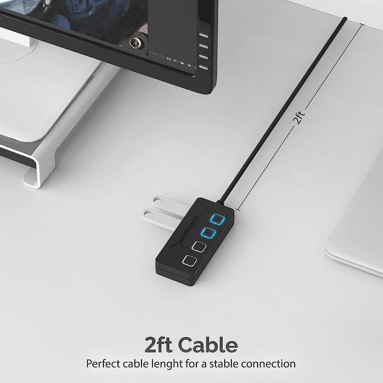 SABRENT 6 Ft 22AWG USB 3.0 Extension Cable - A-Male to A-Female in Black + 4-Port USB 3.0 Hub
