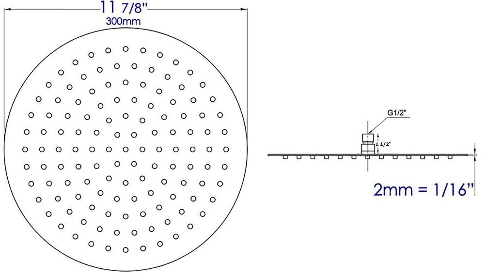 ALFI brand RAIN12R-BM Stainless Steel 12" Round Ultra-Thin Rain Shower Head, 12"L x 12"W x 0.13"H, Black Matte