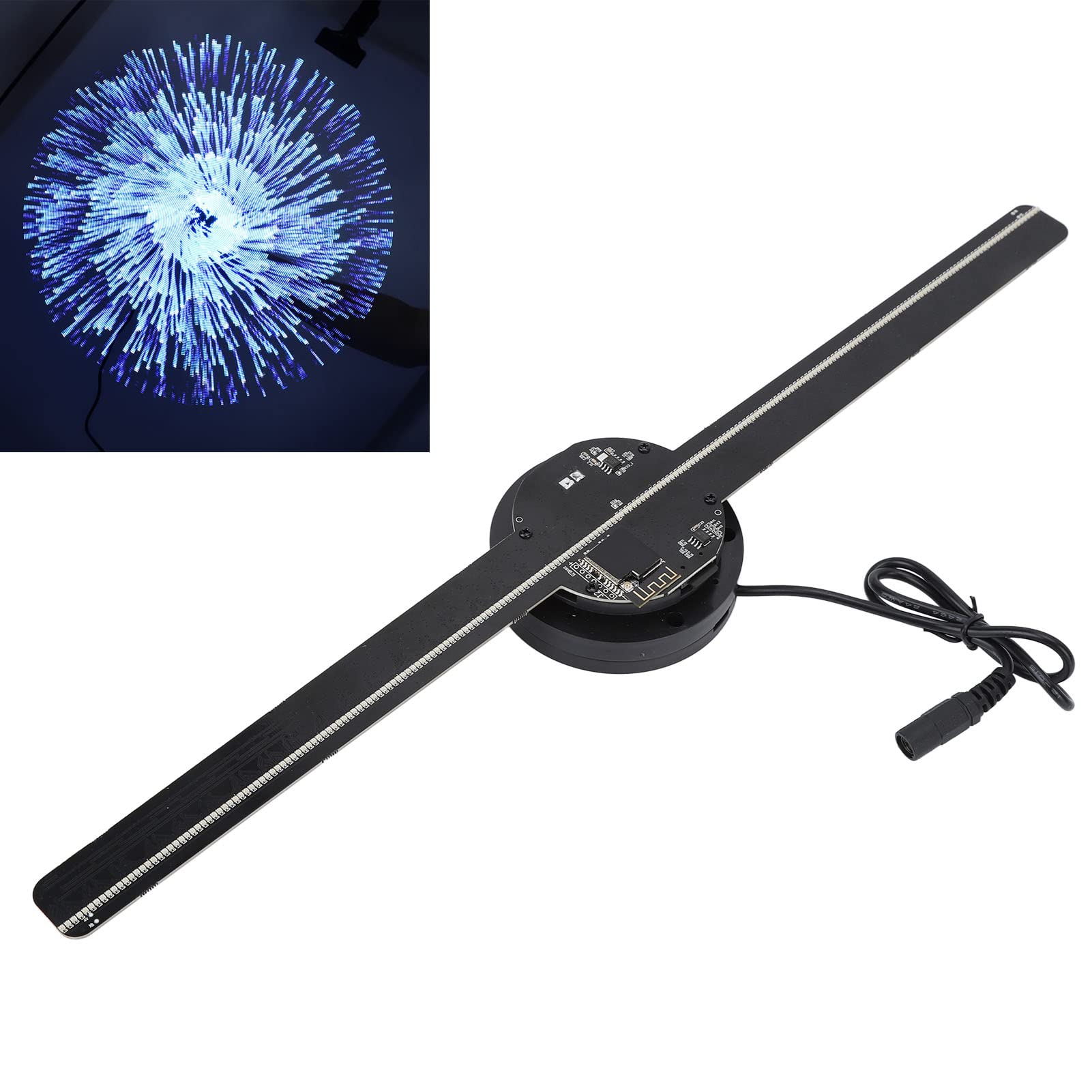 3D Holographic Advertising Machine, Floating Effects 224 LED Light Beads 100-240V Professional 2 Blades 16.5in Diameter High Resolution 3D Hologram Fan for Bar (US Plug)