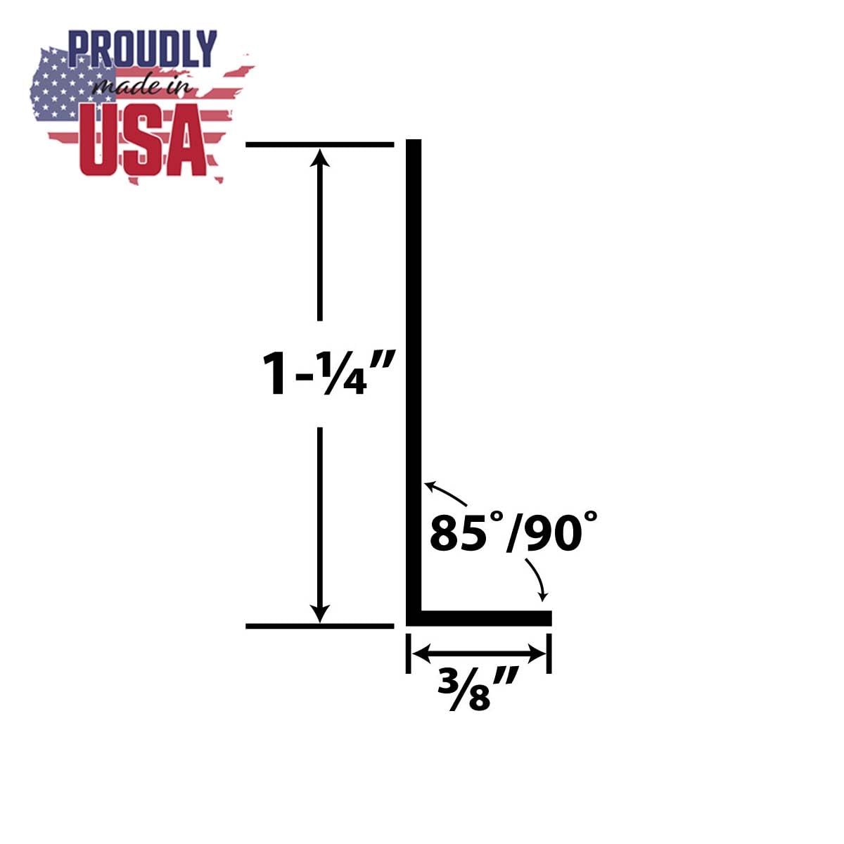 Outwater Plastics 1441-Bk Black 3/8 Inch X 1-1/4 Inch X 3/64 (.047) Inch Thick Styrene Plastic Angle Moulding 72 Inch Lengths (Pack of 10 Pieces, 60 feet Total)