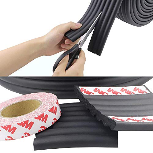 KOOLDOO Baby Proofing Edge Guards Padding, 12.5ft Extra Wide Edge Protectors with Adhesive 3M Tapes for Sharp Edge of Table, Desk(Black)