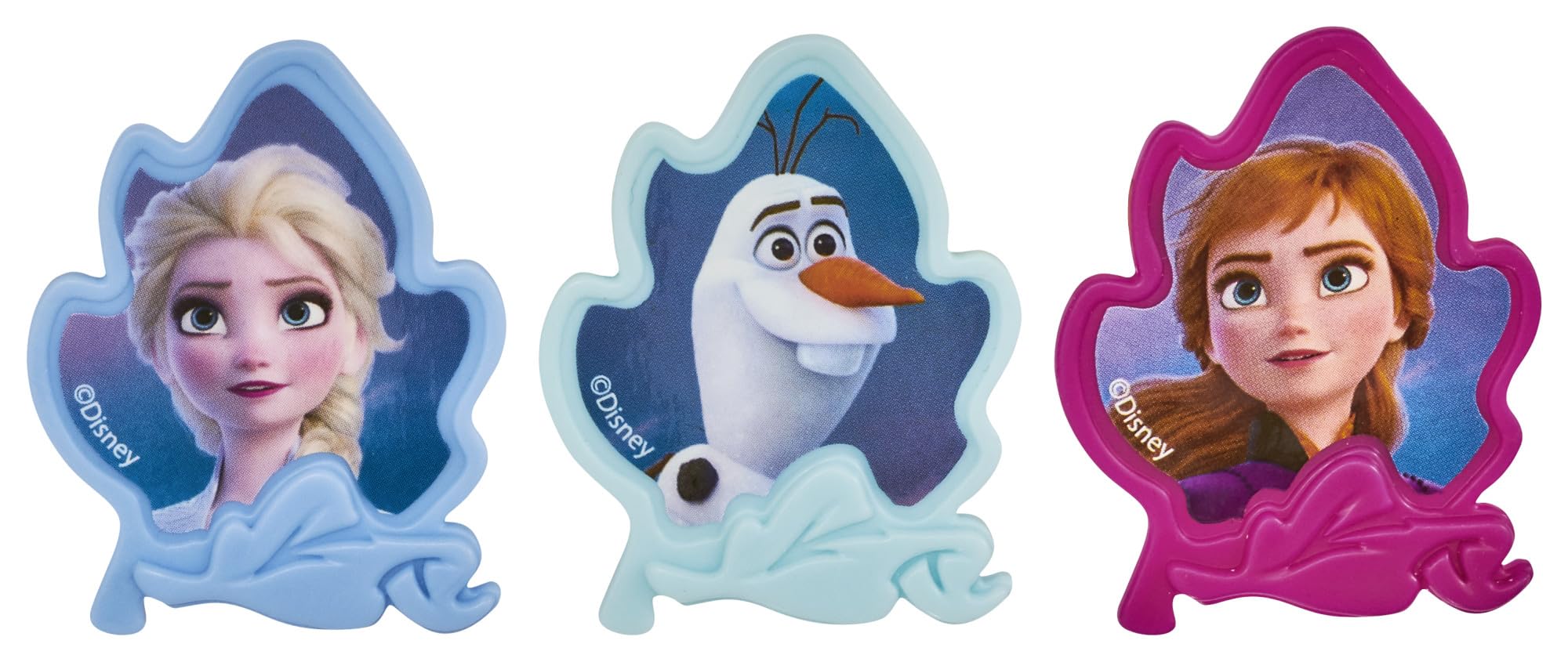 DecoPac Frozen II Rings, Cupcake Decorations Featuring Elsa, Anna, And Olaf For Birthday And Christmas Celebrations - 24 Pack