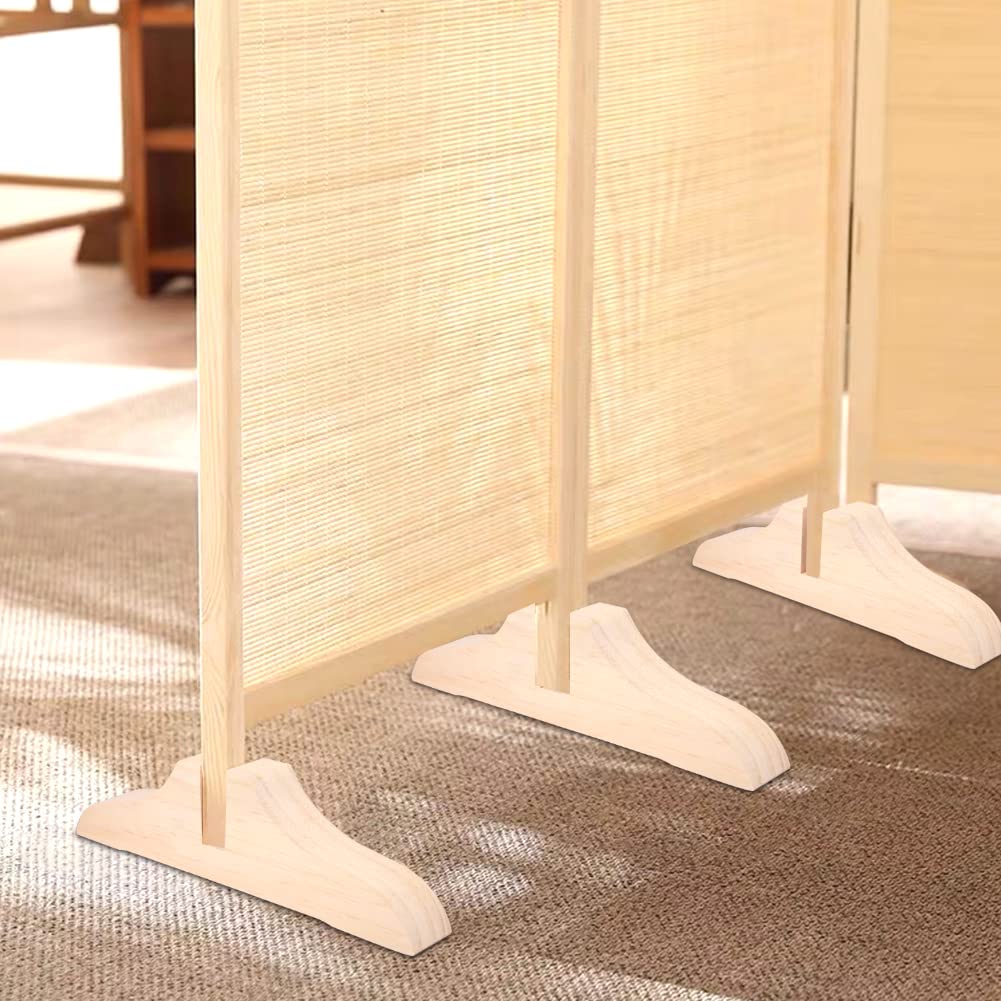 CALIDAKA 2pcs Wooden Room Divider Stand Folding Privacy Screen Holder,Thickened Room Divider Bracket Room Panel Bracket Screen Panel Feet for Home Hotel(Light Brown,Size:11.81 x 2.83 x 1.38inch)