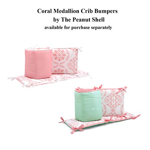 Coral Pink Medallion Fitted Crib Sheet - 100% Cotton Floral Damask Baby Girl Nursery and Toddler Bedding