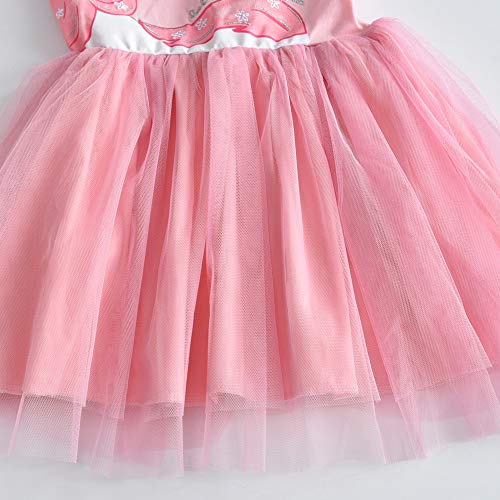 DXTON Toddler Summer Dresses Casual Short Sleeve Girl Tutu Party Dresses SH4570-3T Pink