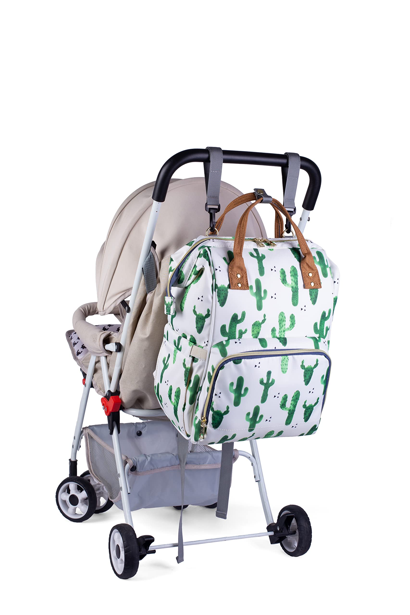 Starte Flower Baby Diaper Backpack with Stroller Straps Large Capacity Baby Bags for Fashion Mommy Maternity Nappy Bag Cactus