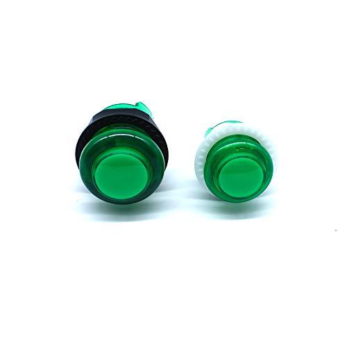 Arcity 8 Pcs Arcade LED Push Buttons Illuminated Light 6 ร 30mm Buttons + 2 ร 24mm Buttons with Built-in Microswtich for Arcade Machine Video Game Console DIY Jamma MAME Raspberry Green New