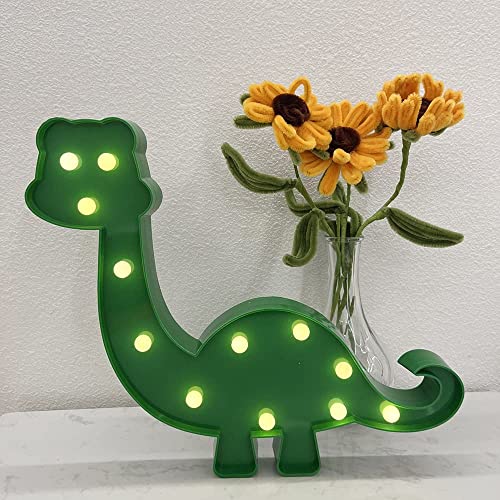 Dinosaur Night Light Decorations for Kids Room,Cordless Dino Dinosaur Table Night Lamp for Boys Bedroom,Cute Dinosaur Marquee Sign Light for Party Birthyday Nursey Decor