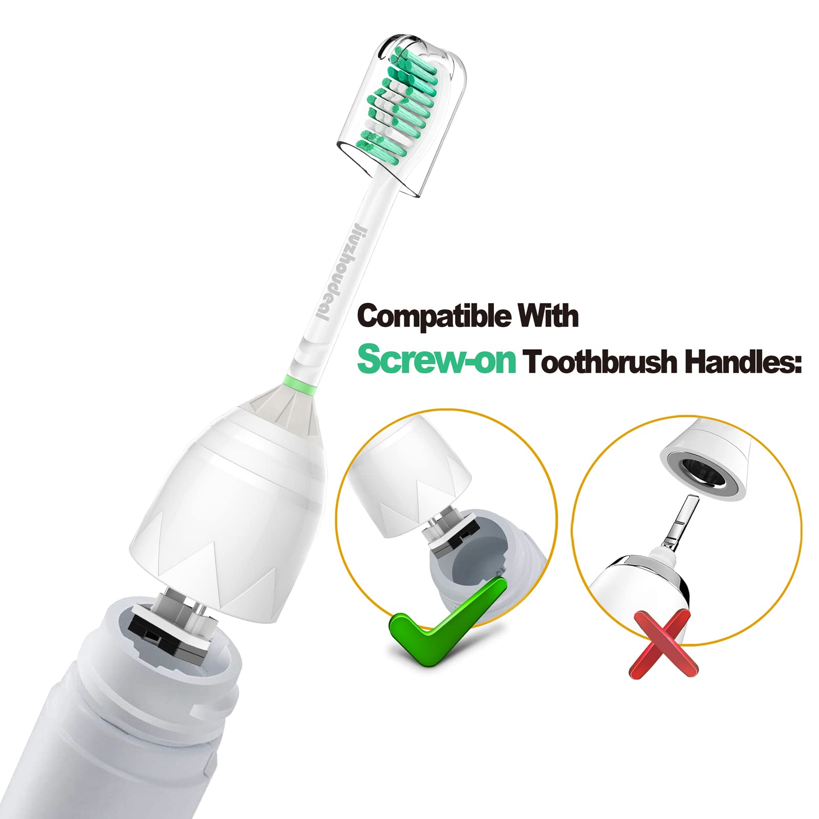 Jiuzhoudeal Replacement Toothbrush Heads for Philips Sonicare E-Series, Compatible with Sonicare Essence, Elite, Advance, CleanCare Screw-on Electric Toothbrush HX7022/66, 6 Pack