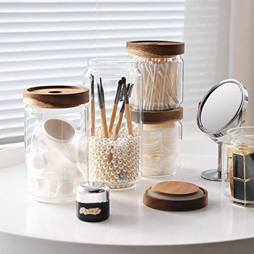 SWEEJAR 33 OZ Glass Food Storage Jar with Lid (set of 3),Airtight Canisters for Bathroom,Kitchen Container with Bamboo Cover for Serving Tea, Coffee, Spice and More