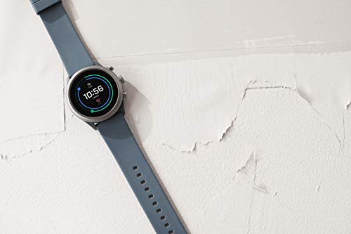 Fossil Men's Gen 4 Sport Heart Rate Metal and Silicone Touchscreen Smartwatch, Color: Grey, Blue (FTW4021)