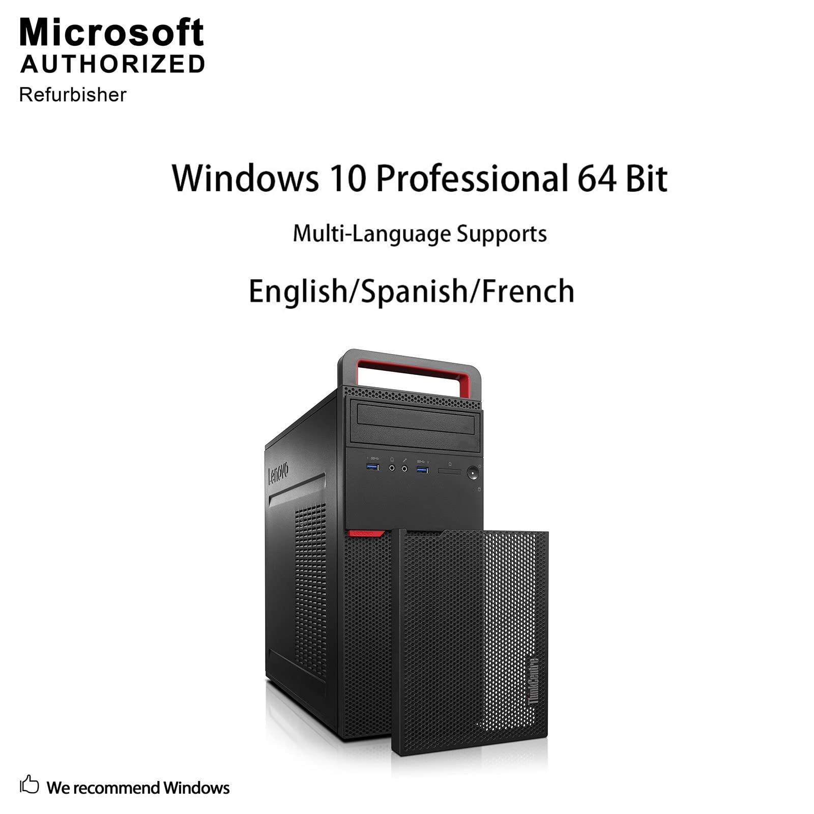 Lenovo ThinkCentre Tower Desktop PC Computer Workstation, Intel Quad Core i5-6400 up to 3.3GHz, 16G DDR4, 512G SSD, DVD, USB 3.0, VGA, DP, Mouse, Keyboard, Windows 10 Pro 64 Bit (Renewed)
