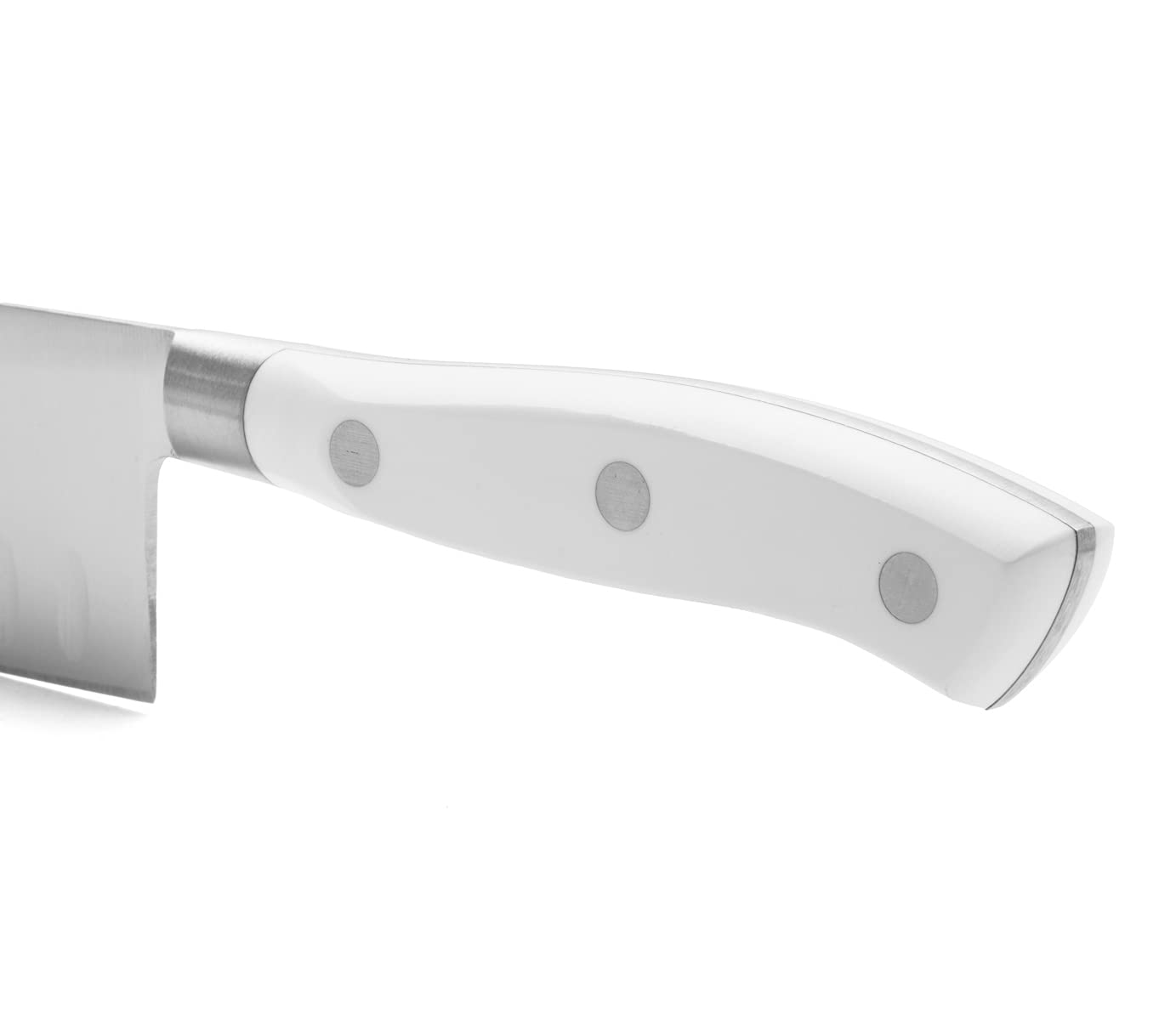 ARCOS Forged Santoku Knife 7 Inch Stainless Steel. Japanese Sharp Knife For Cutting Meat, Fish and Vegetables. Ergonomic Polyoxymethylene Handle and 180mm Blade. Series Riviera Blanc. Color White,