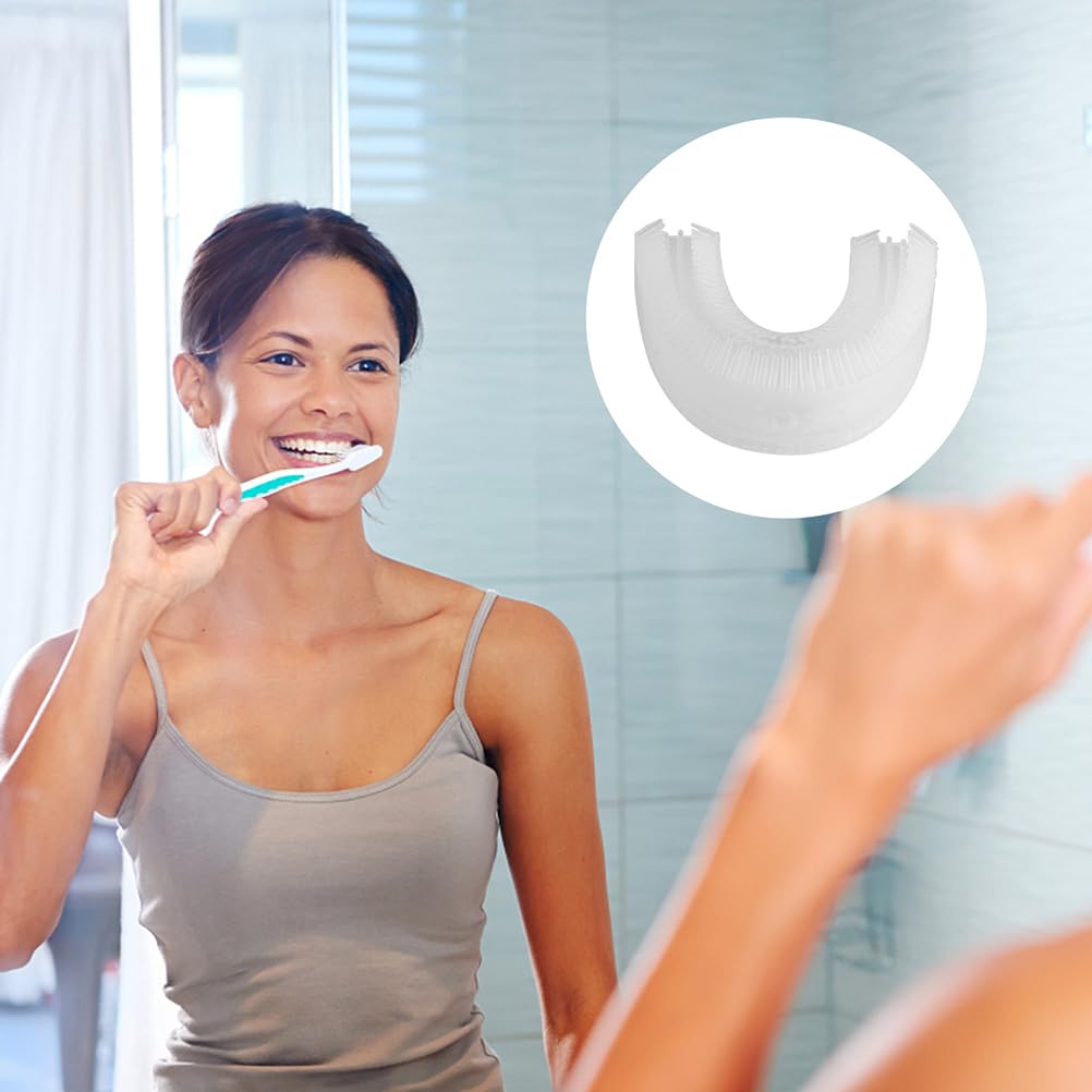 HEALLILY 2pcs U Shaped Toothbrush Head Silicone Automatic Electric Toothbrush Heads Replacement Refill for Electric Toothbrush Accessories